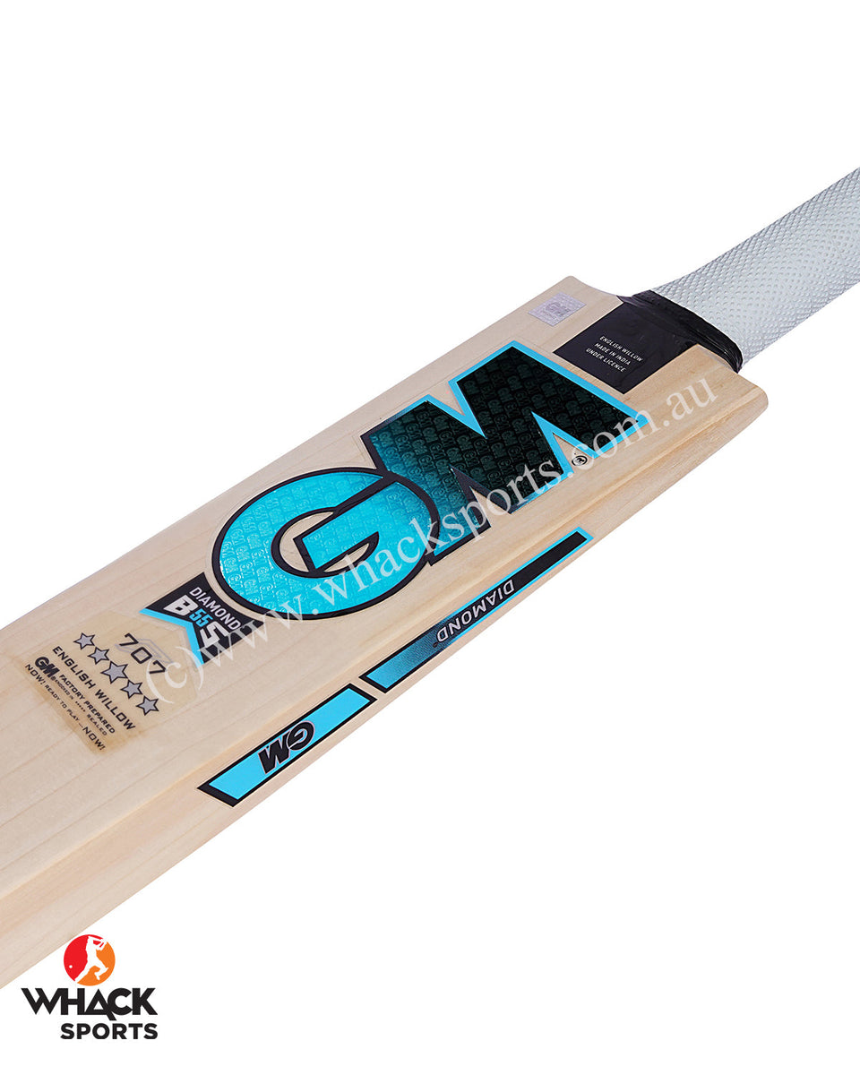 GM Diamond 707 English Willow Cricket Bat - SH – WHACK Sports