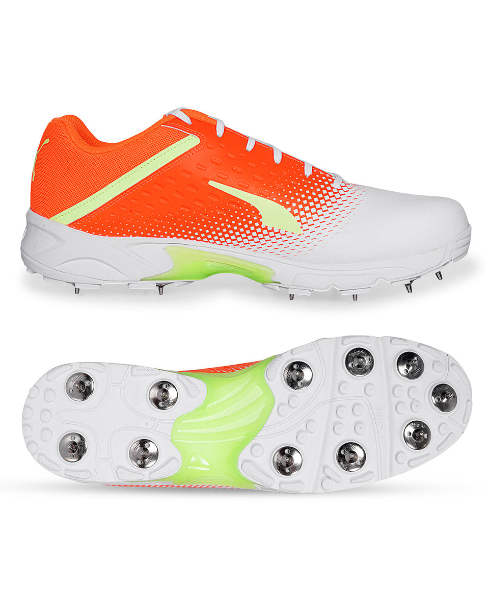 Puma 22.2 Cricket Shoes - Steel Spikes - White Yellow Orange – WHACK Sports